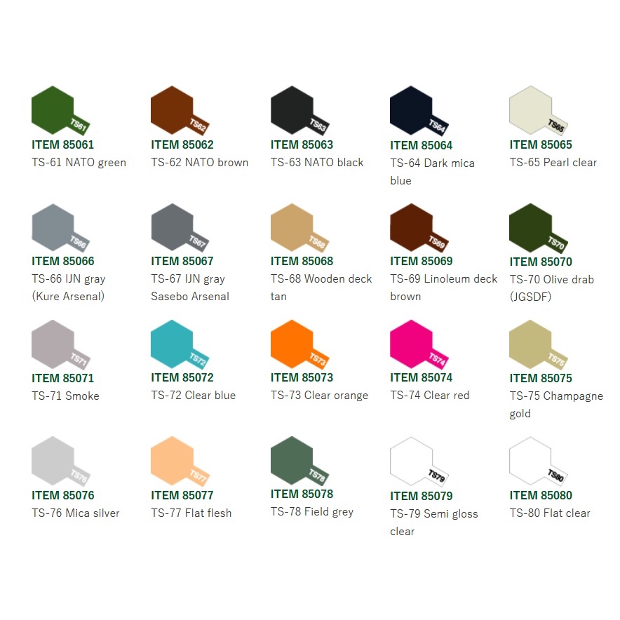 Bình xịt mô hình Tamiya Spray Paint gồm 20 màu từ TS-61 ~ TS-80 [SMH ...