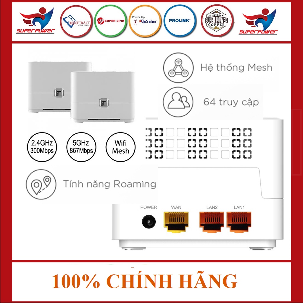 Bộ phát wifi Mesh gia đình chuẩn AC 1200Mbps TOTOLINK T6-V2 2 pack ...