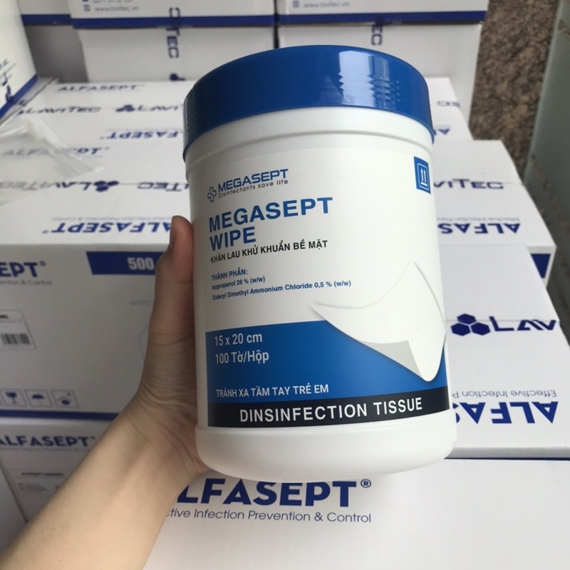 Khăn lau khử khuẩn bề mặt MEGASEPT WIPE dùng trong lĩnh vực gia dụng và ...