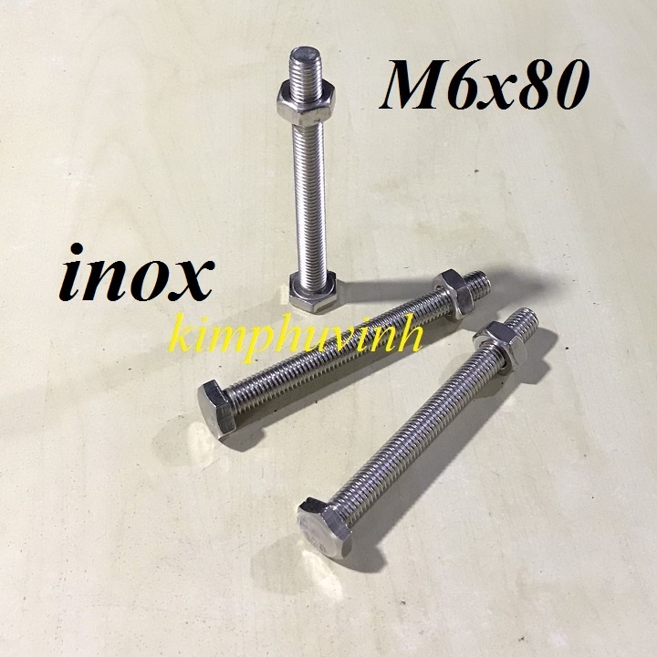 10 BỘ - M6x80mm BULONG INOX - BULON INOX 6li - ỐC INOX 6li | Shopee ...