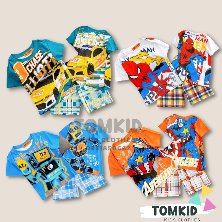 Đồ bộ bé trai bộ cộc tay cho bé chất liệu thun lạnh LOẠI 1 SIÊU NHÂN 10-38KG | Shopee Việt Nam