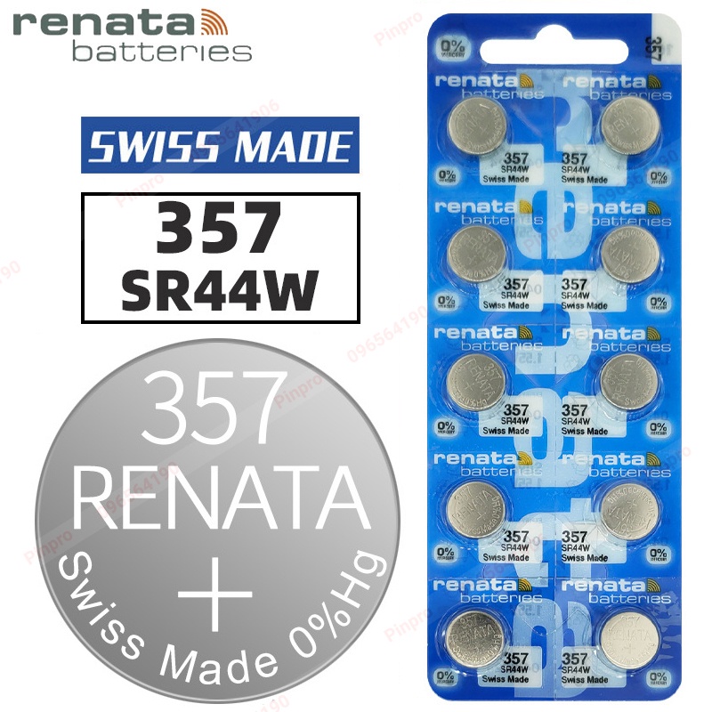 Pin Renata 357 SR44W pin đồng hồ Thụy Sỹ chính hãng (vỉ 1 viên ...