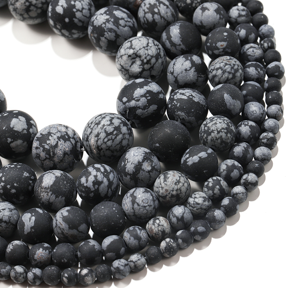 Chuỗi Hạt Đá Obsidian Tròn Bông Tuyết Tự Nhiên 4 / 6 / 8 / 10mm Làm ...