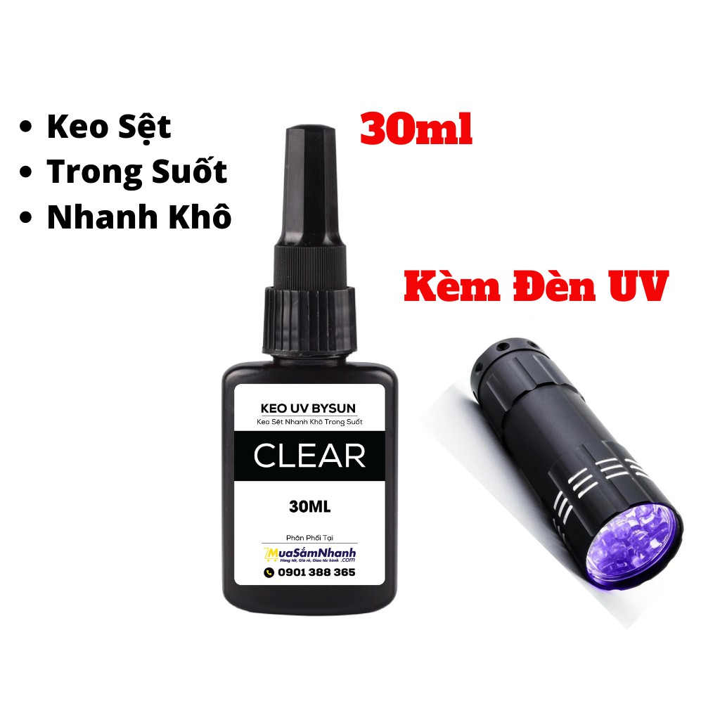 Keo UV dán Kính, Thép, Mica BySun Clear BB010 30ml Kèm Đèn UV | Shopee ...