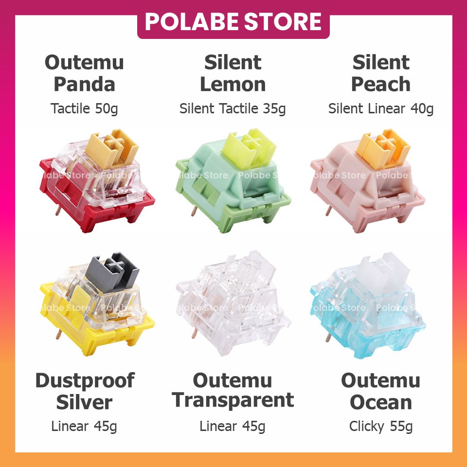 OUTEMU Cream Silent Yellow Cream Blue Cream Pink Panda Transparent ...