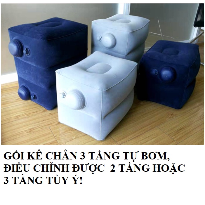 gối hơi văn phòng kê chân 3 tầng tự động bơm hơi, gấp gọn khi không sử ...