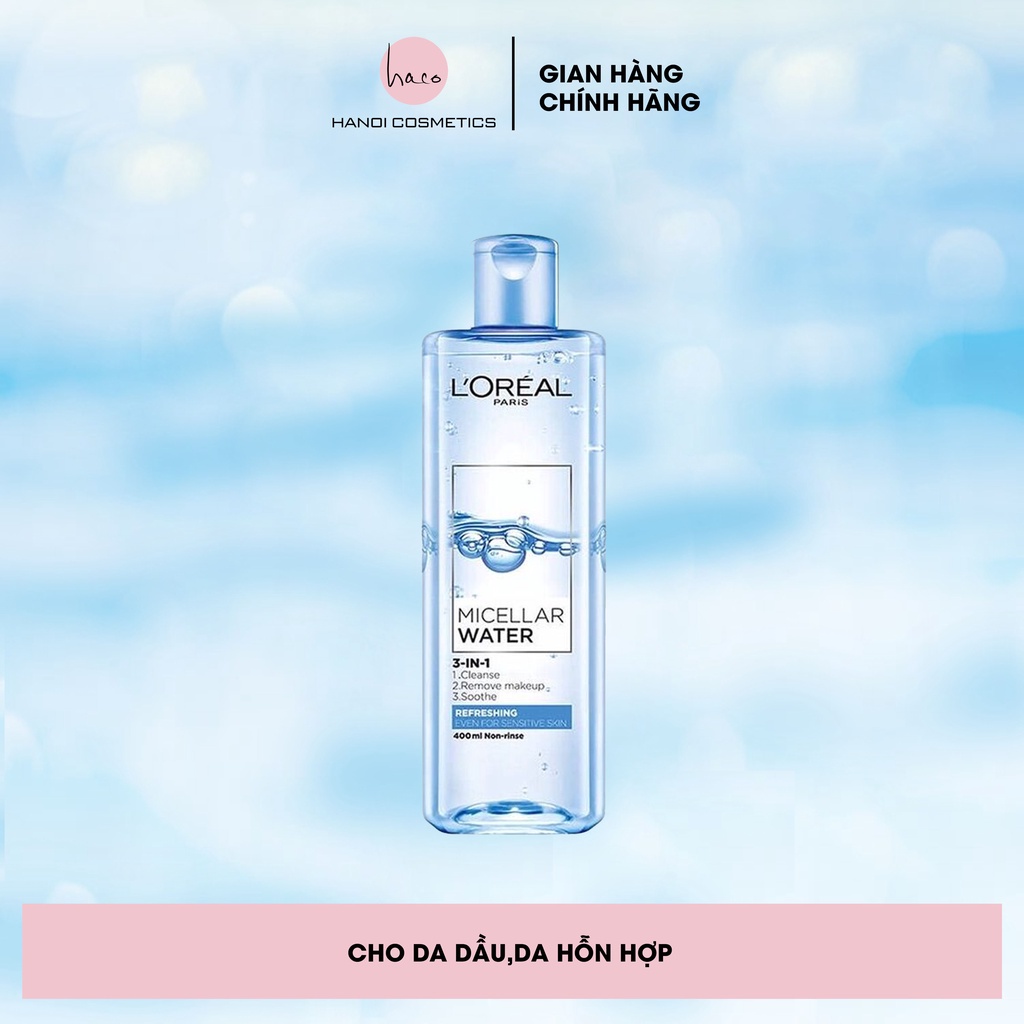 Nước tẩy trang L'Oreal Paris 3-in-1 Micellar Water 400ml | Shopee Việt Nam
