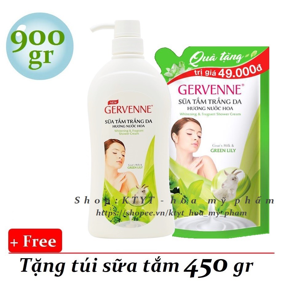 Gervenne - Sữa tắm trắng da hương nước hoa 900 g + Tặng Túi sữa tắm 450 ...
