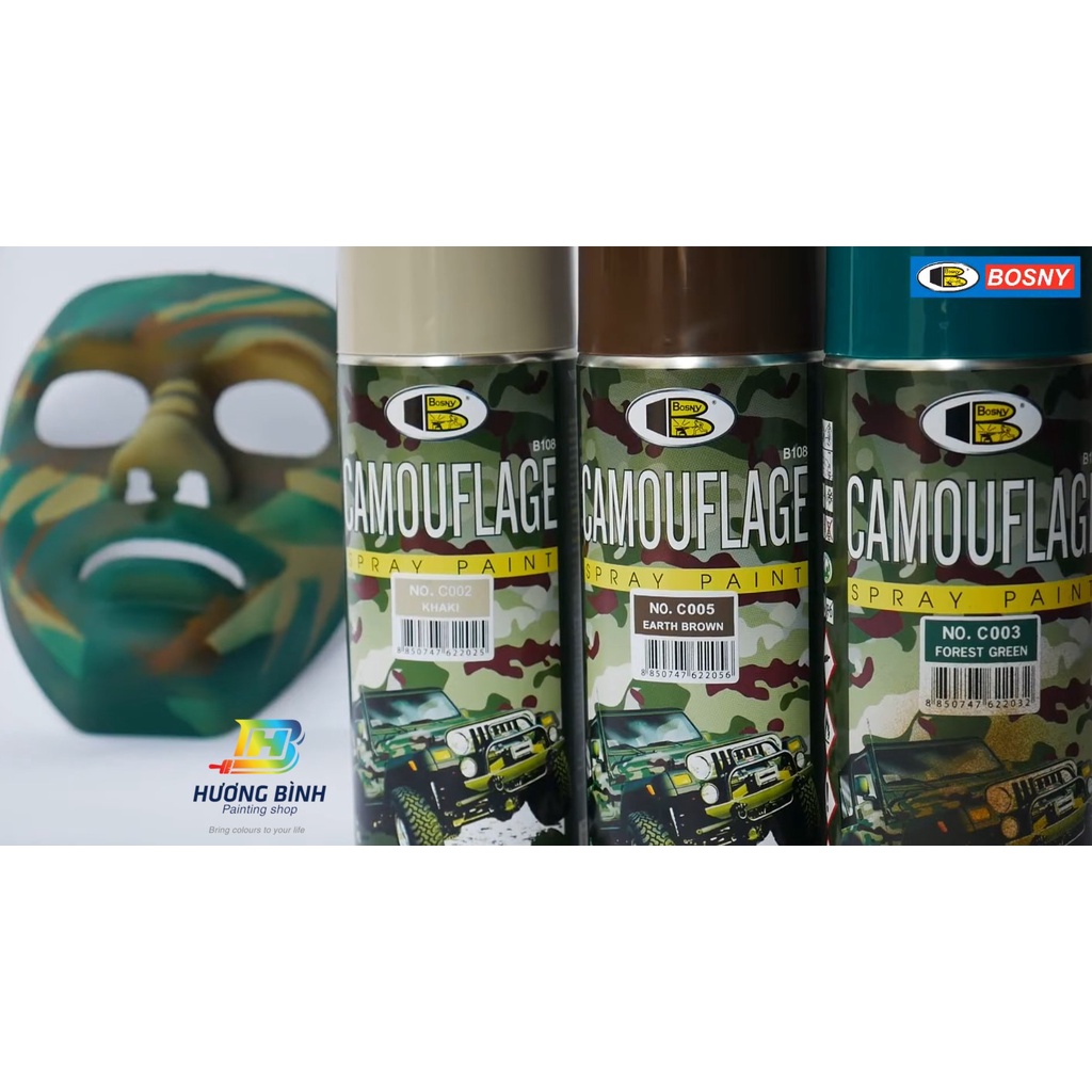 Sơn xịt BOSNY Camouflage - sơn ngụy trang Camo (400ml) | Shopee Việt Nam