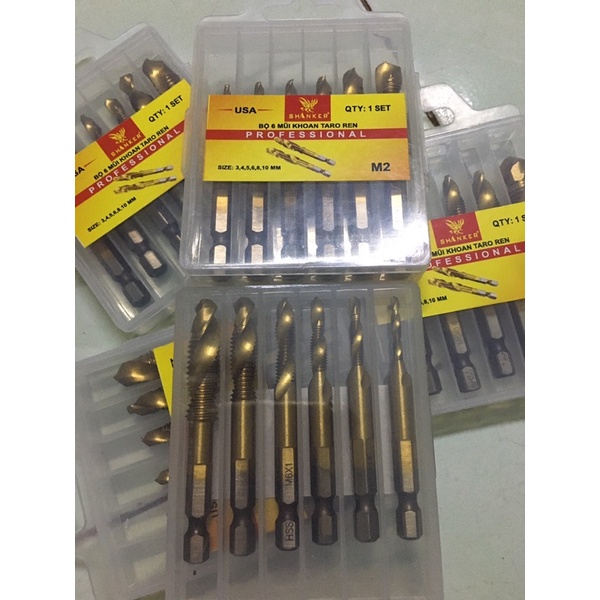 Mũi khoan tạo ren taro HSS SHANKER m3 m4 m5 m6 m8 m10 phủ titanium chuôi lục giác | Shopee Việt Nam
