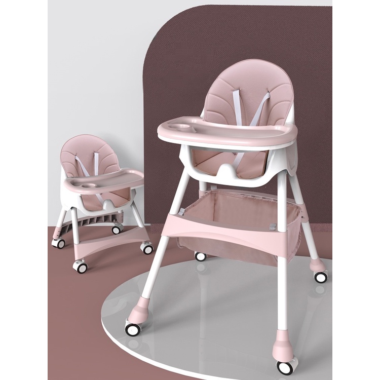 Ghế ăn dặm cao cấp SENMYSAN G5 4 bánh xe+nệm da PU+5 dây đai an toàn ...