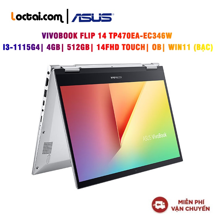 Laptop ASUS Vivobook Flip 14 TP470EA-EC346W i3-1115G4| 4GB| 512GB| 14 ...