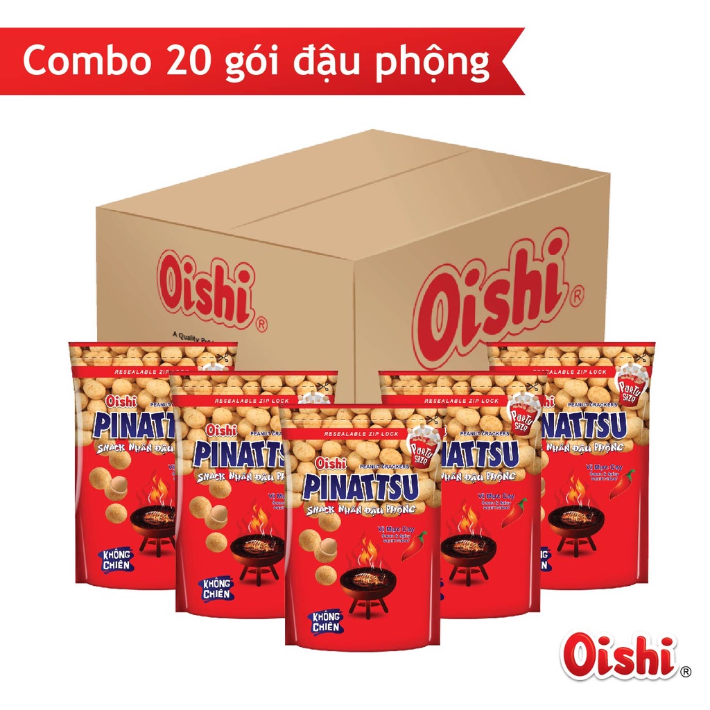 Combo 20 gói Oishi Snack Nhân Đậu Phộng Vị Mực Cay Pinattsu (85g/gói ...