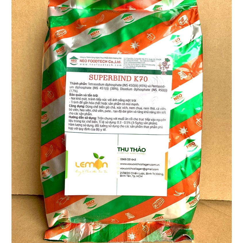 1Kg Bột Superbind K70 hàng Đức - Tạo kết dính, giòn dai, chuyên dùng cho giò chả, lạp xưởng, bò ...