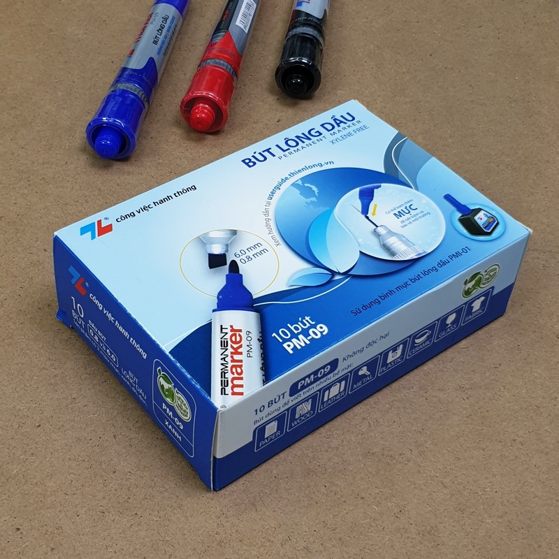 [NGUYÊN HỘP 10 CÂY] Bút Lông Dầu Lớn PM09 Mực Nhanh Khô, Khó Tẩy Xóa ...