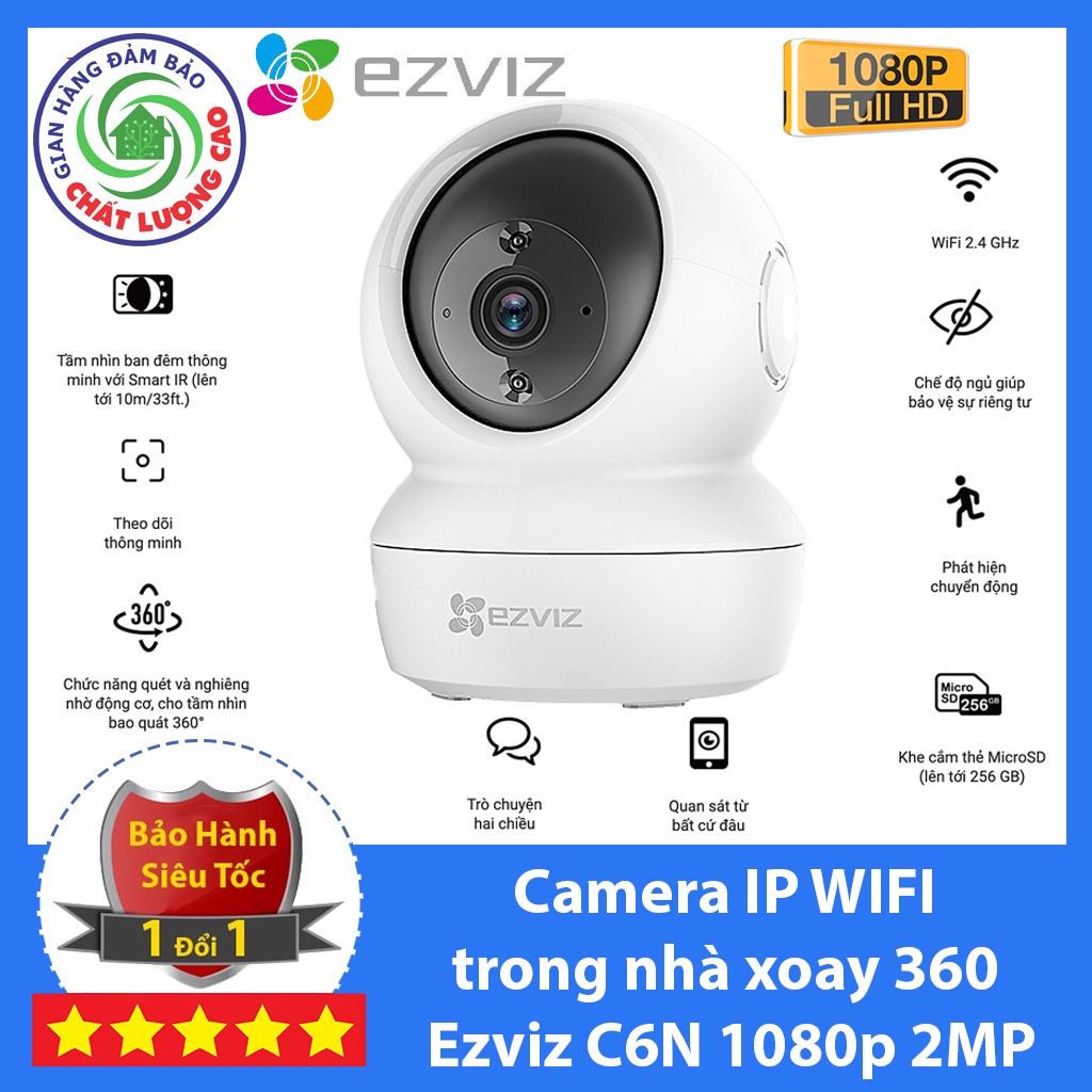 Camera Wifi 360 Ezviz Full HD 1080p bản 2019 - Smart Night Vision - C6N ...