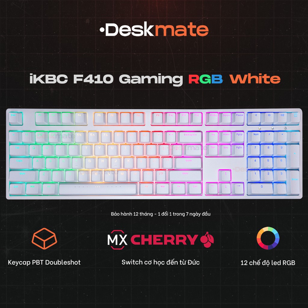 Bàn phím cơ gaming iKBC F410 Gaming RGB - Cherry MX - Hàng có sẵn | Shopee Việt Nam
