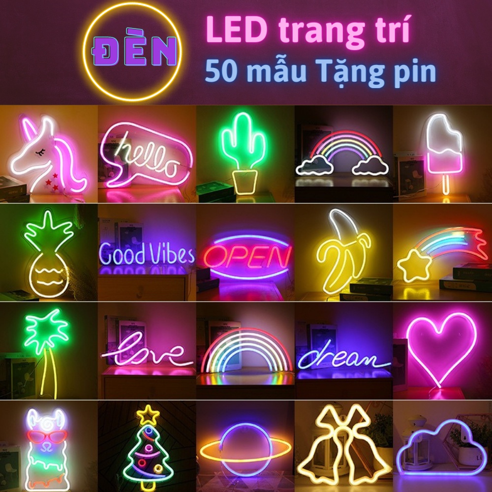 Đèn led Neon nhiều mẫu phù hợp làm đèn trang trí decor phòng ngủ ...