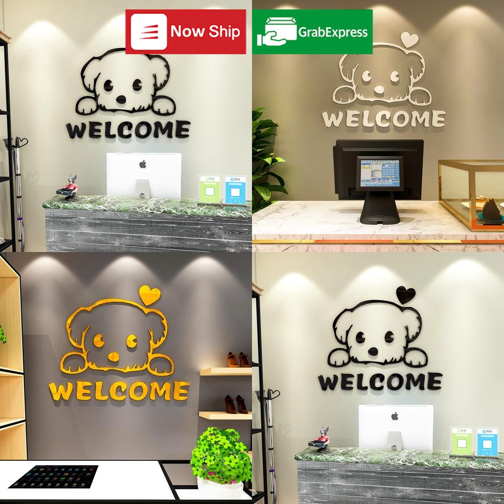 Tranh mica EPeBen dán tường nổi 3d hình Chú cún Welcome trang trí cửa ...