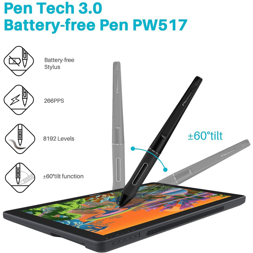 Huion Bảng Vẽ Máy Tính Bảng kamvas 22 plus Kèm Bút Cảm Ứng Không Dùng ...
