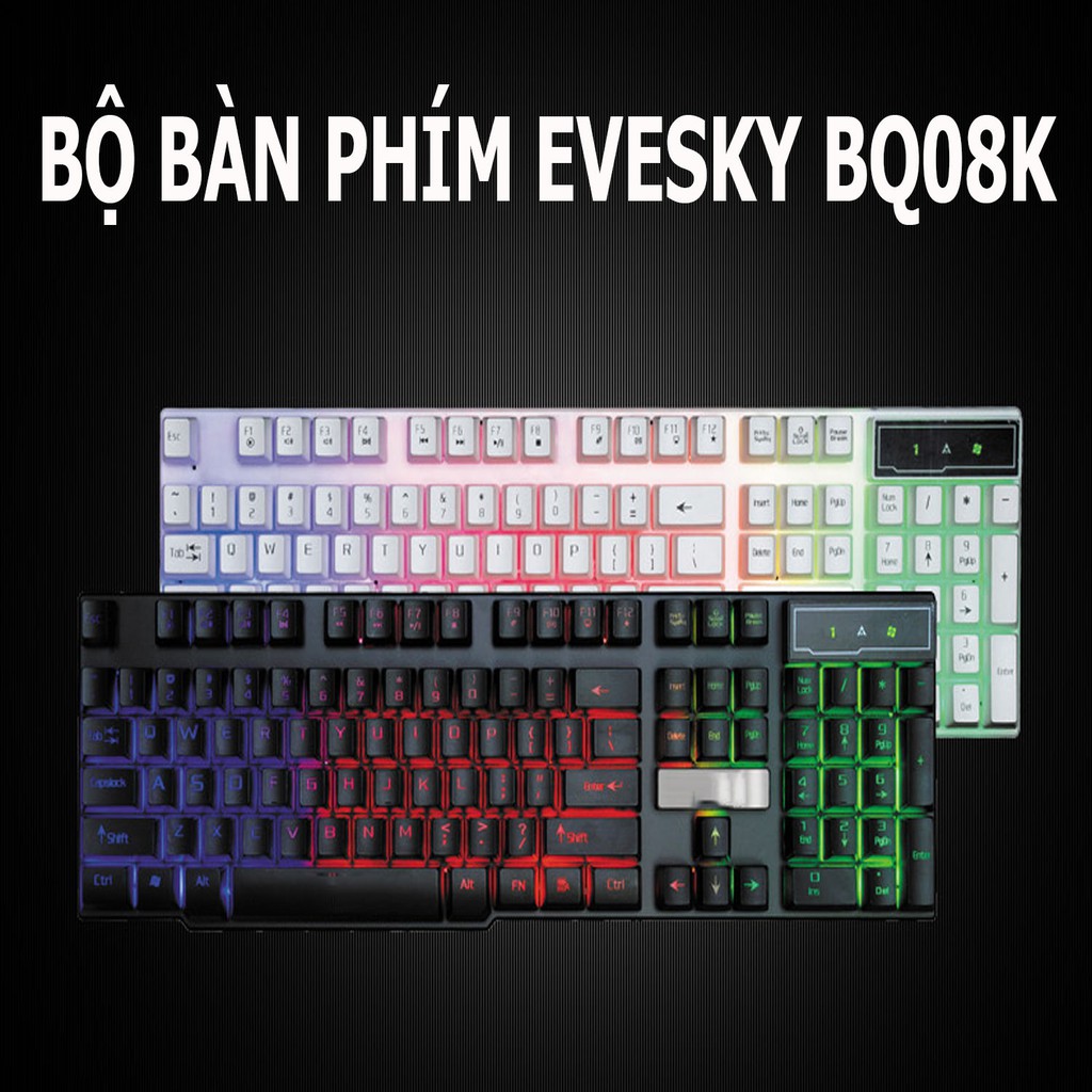 Bàn phím máy tính Giả Cơ EVESKY BQ08K Ấn Tượng, chất lượng cao bàn phím có đèn led | Shopee Việt Nam