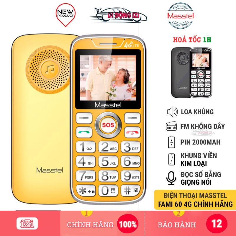 Điện Thoại Người Già Masstel Fami 60/60S 4G, Loa To, FM Không Dây, Đọc Số Bằng Giọng Nói, SOS ...