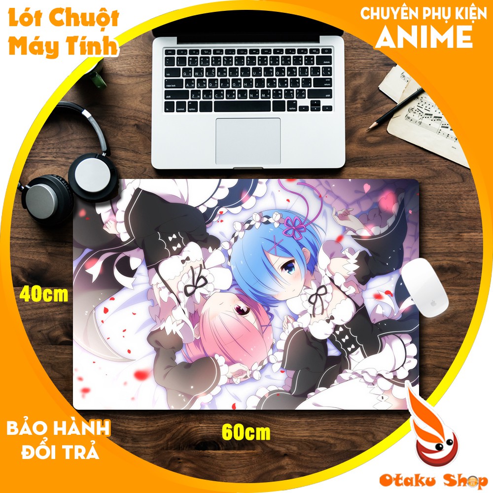 { Mouse pad cỡ lớn } Lót chuột Anime Re Zero Ram Rem chất liệu cao su ...