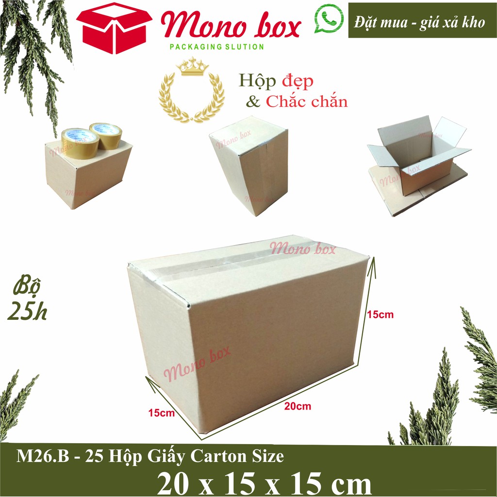 Bộ 25 hộp giấy carton 20x15x15 | Shopee Việt Nam