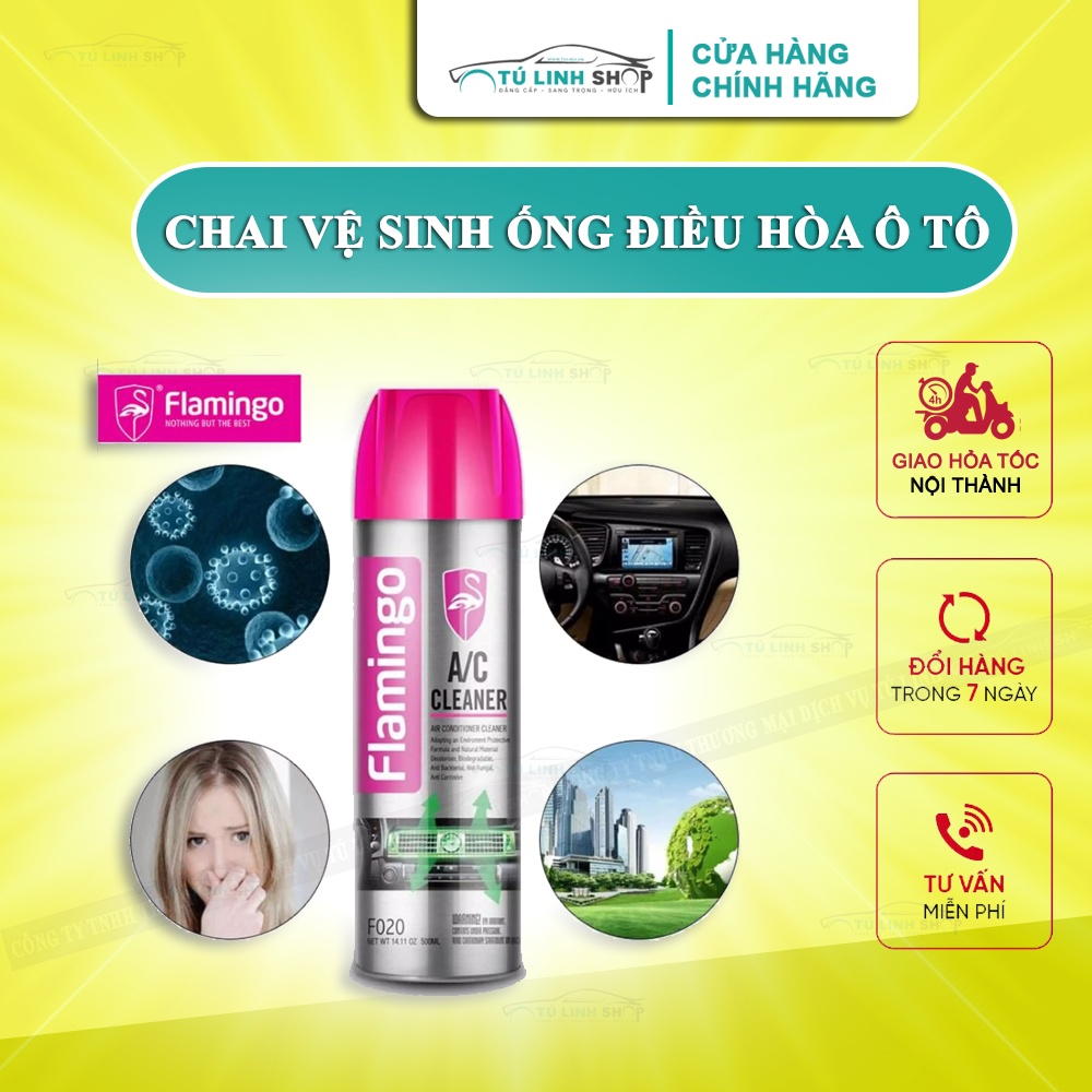 Bình vệ sinh điều hòa xe ô tô A/C Cleaner Flamingo F020 - Làm sạch, khử ...