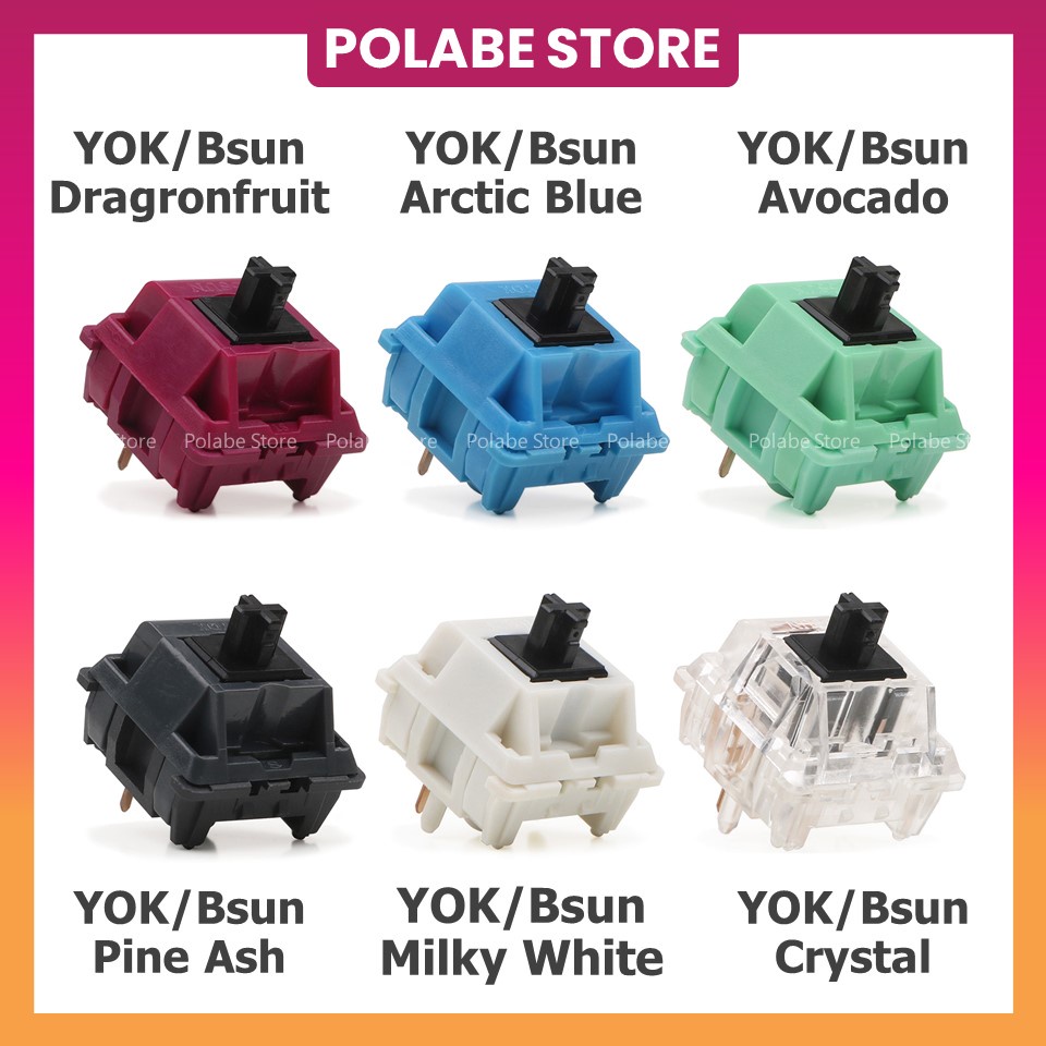Switch YOK BSUN Arctic Blue Avocado Crystal Linear Công Tắc Bàn Phím Cơ Polabe Store | Shopee ...