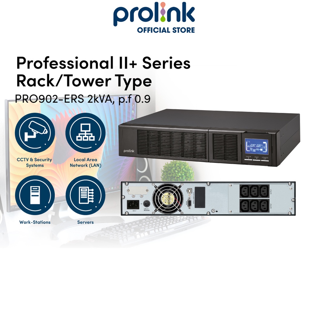 Bộ lưu điện UPS Online PROLiNK PRO902-ERS (2000VA/1800W) bảo vệ tối đa ...