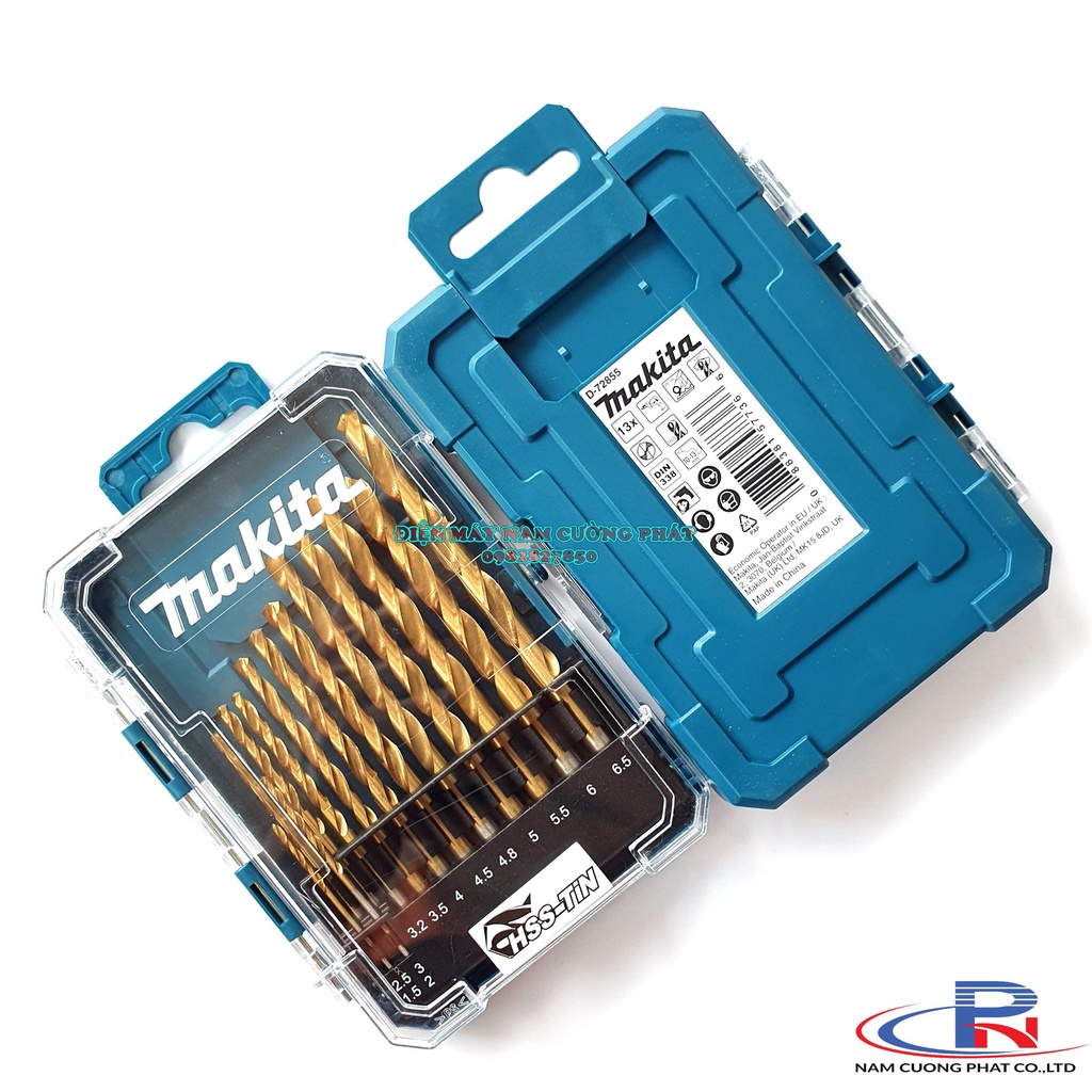 Bộ mũi khoan kim loại HSS Tin Makita 13 chi tiết 1.5-6.5mm D-72855 | Shopee Việt Nam