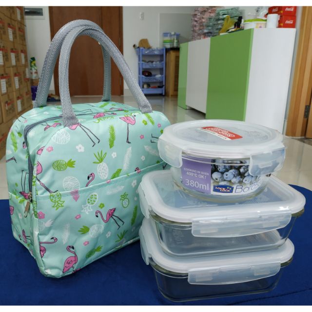 Combo 3 hộp thủy tinh Lock&Lock (2*630ml, 1*400ml) kèm túi giữ nhiệt | Shopee Việt Nam