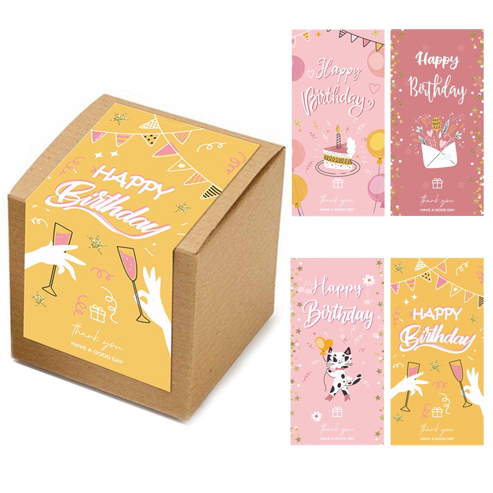 Set 50 Sticker Họa Tiết Happy Birthday 5x10cm Dùng Để Trang Trí Thiệp ...