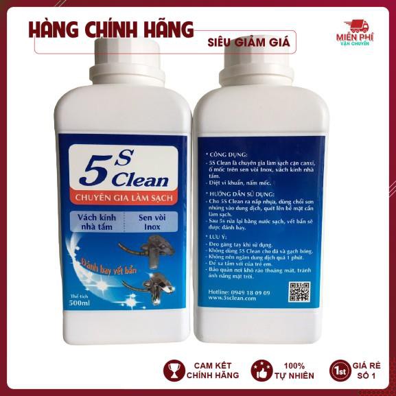 [Dùng Là Sáng Bóng] Tẩy sạch canxi Sen Vòi Inox - Tẩy sạch kính nhà tắm 5S Clean 500ml | Shopee ...