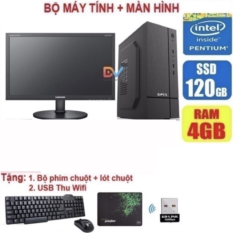 Bộ máy tính để bàn E7 / E8 Ram 4GB / HDD 500GB / SSD 120GB + Màn hình ...