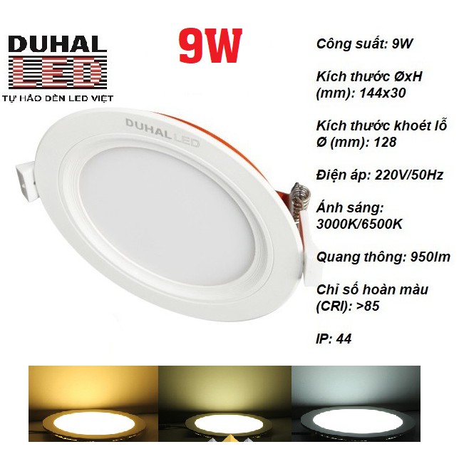 [3 MÀU] Đèn LED DUHAL Panel TRÒN 9W - KDMT0091 | Shopee Việt Nam