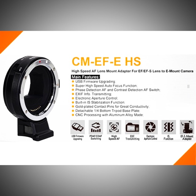Ngàm chuyển Commlite Canon EF & EF-S High Speed qua Sony ngàm e mount hs chuyển đổi ngàm lens ...