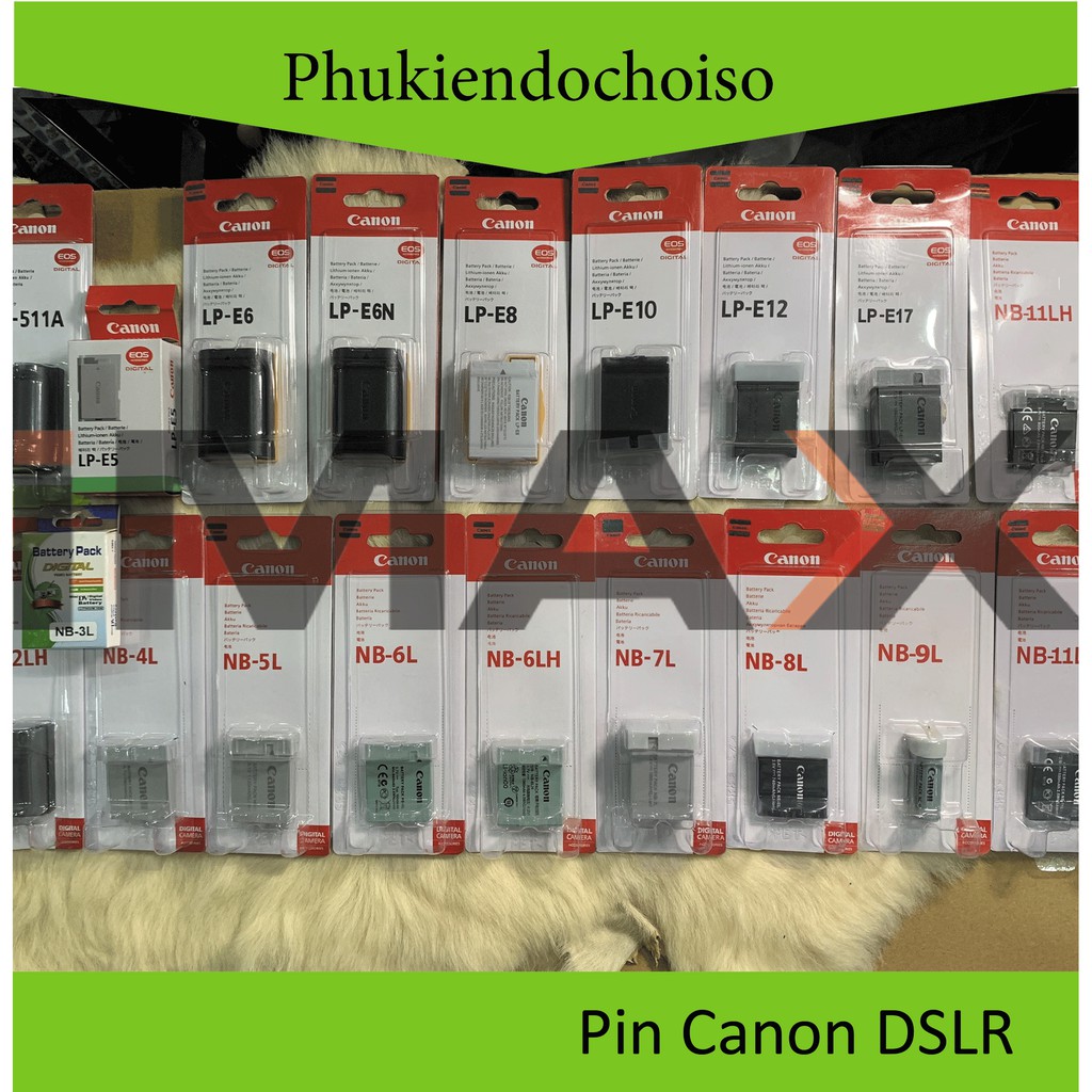 Pin máy ảnh Canon LP-E5/E6/E8/E10/E12/E17/NB-13L/BP-511A | Shopee Việt Nam