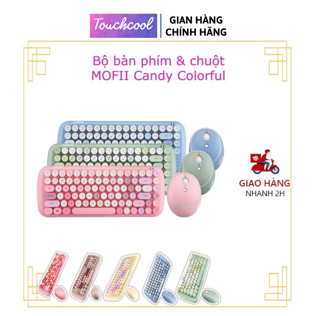 Bộ bàn phím cute không dây giả cơ & chuột MOFII Candy Colorful 6 Màu ...
