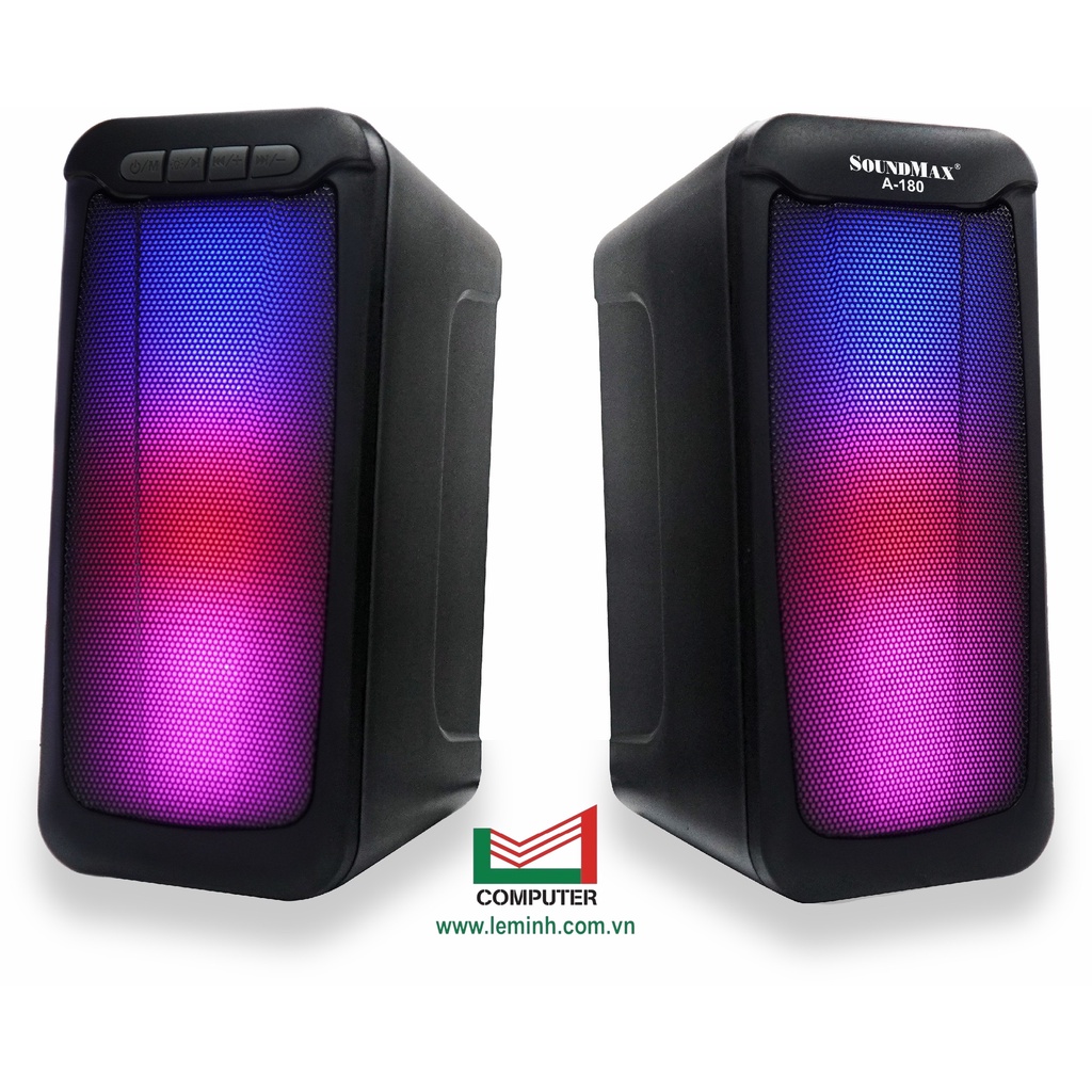 Loa Vi Tính 2.0 SOUNDMAX A180 Chính hãng (Có Bluetooth, Led RGB ...