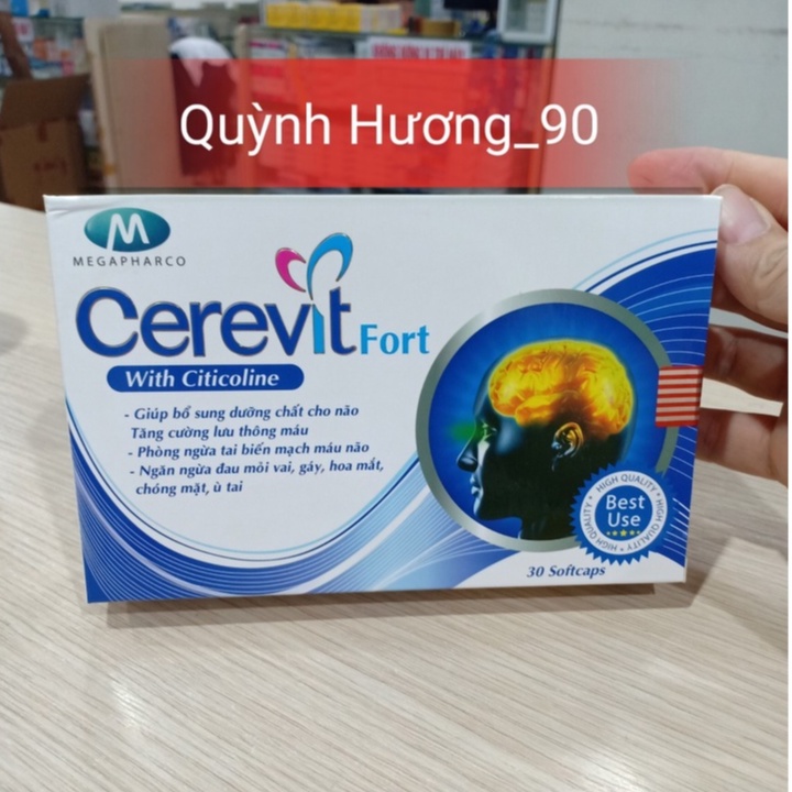 Viên uống bổ não CEREVIT FORT hộp 30 viên giúp phòng ngừa tai biến mạch ...
