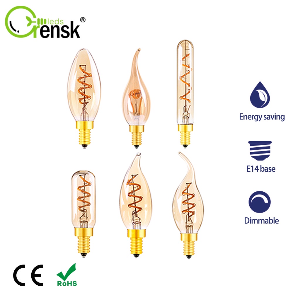 Bóng Đèn LED Dây Tóc 3W E14 C35 C32 T25 Edison 2200K Ánh Sáng Trắng Ấm ...