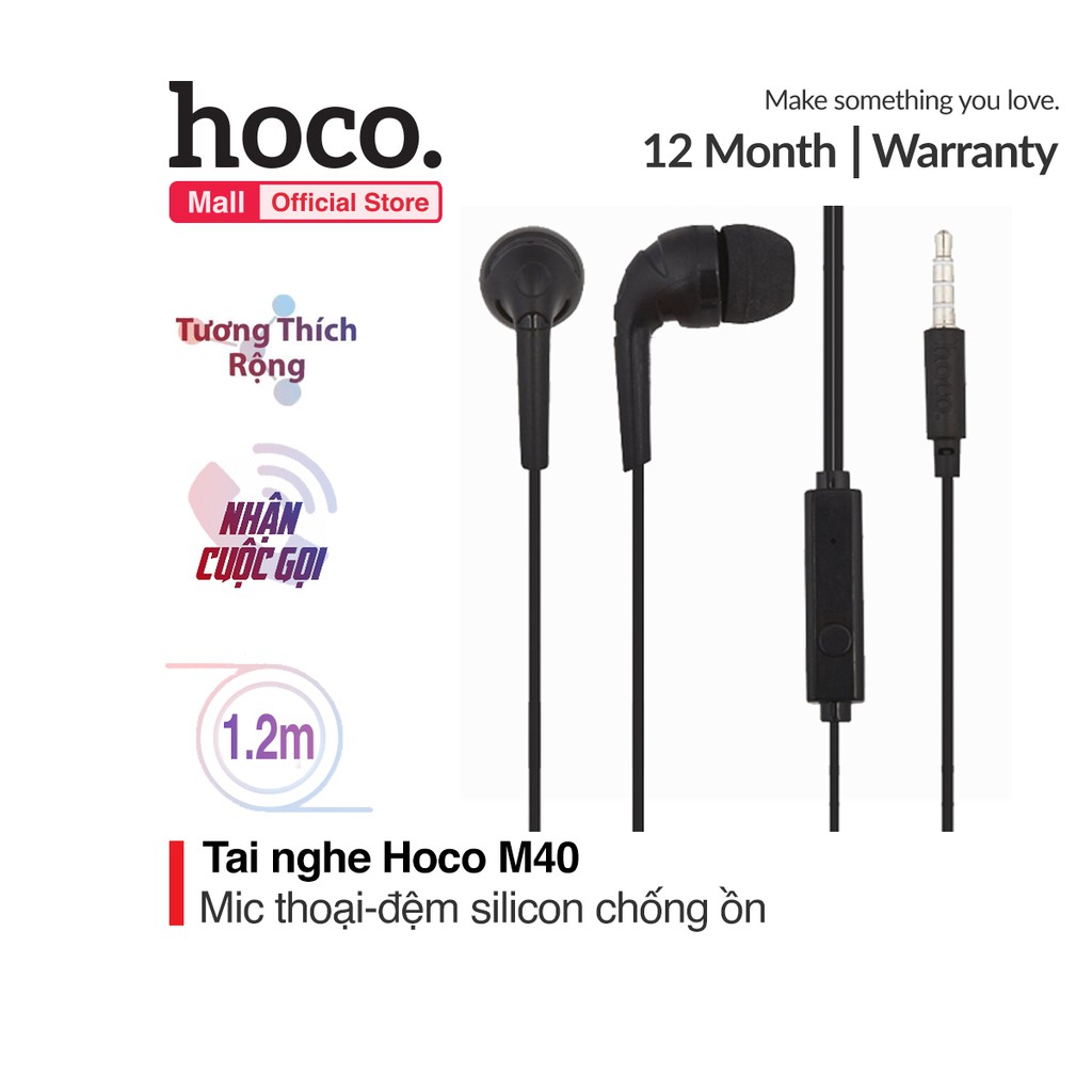 [Mã ELHACE giảm 4% đơn 300K] Tai nghe Hoco M40 kèm Mic thoại Dây TPE ...