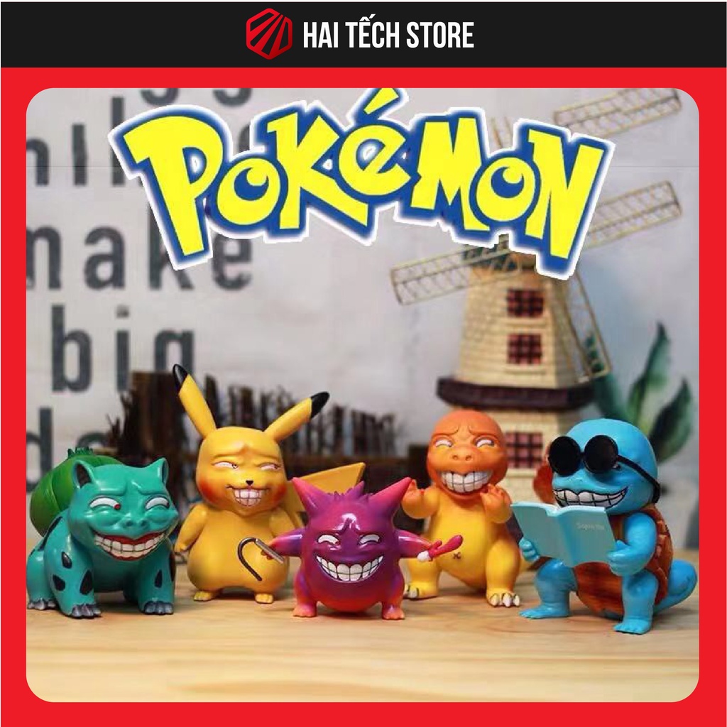 Mô hình Pokemon Pikachu mặt troll siêu bựa Charmander Squirtle ...