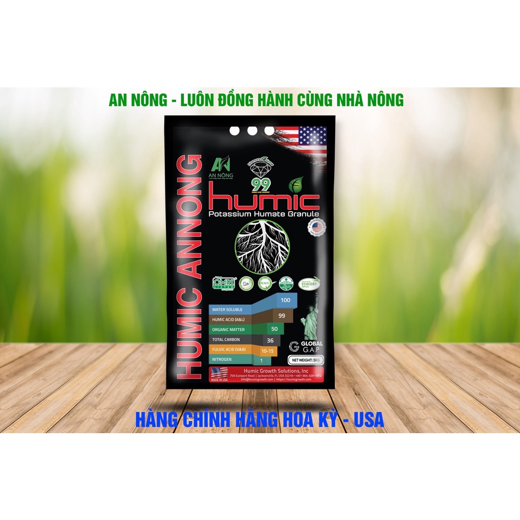 HUMIC MỸ - HUMIC AN NÔNG (TÚI 5KG - DẠNG HẠT) - Kích dưỡng rễ cực mạnh ...