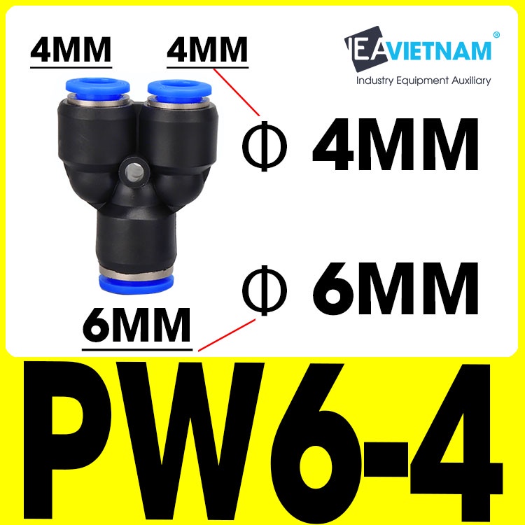 Đầu nối nhanh PW chia 3 Y chuyển đổi PW8-4 PW8-6 PW6-4 PW10-6 PW10-8 PW12-8 PW12-10 PW16-12 ...
