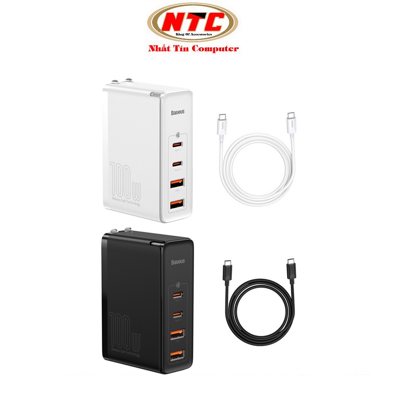 Bộ cốc 4 cổng kèm cáp sạc TypeC to TypeC Baseus GaN2 Pro CCGAN2P 100W ...