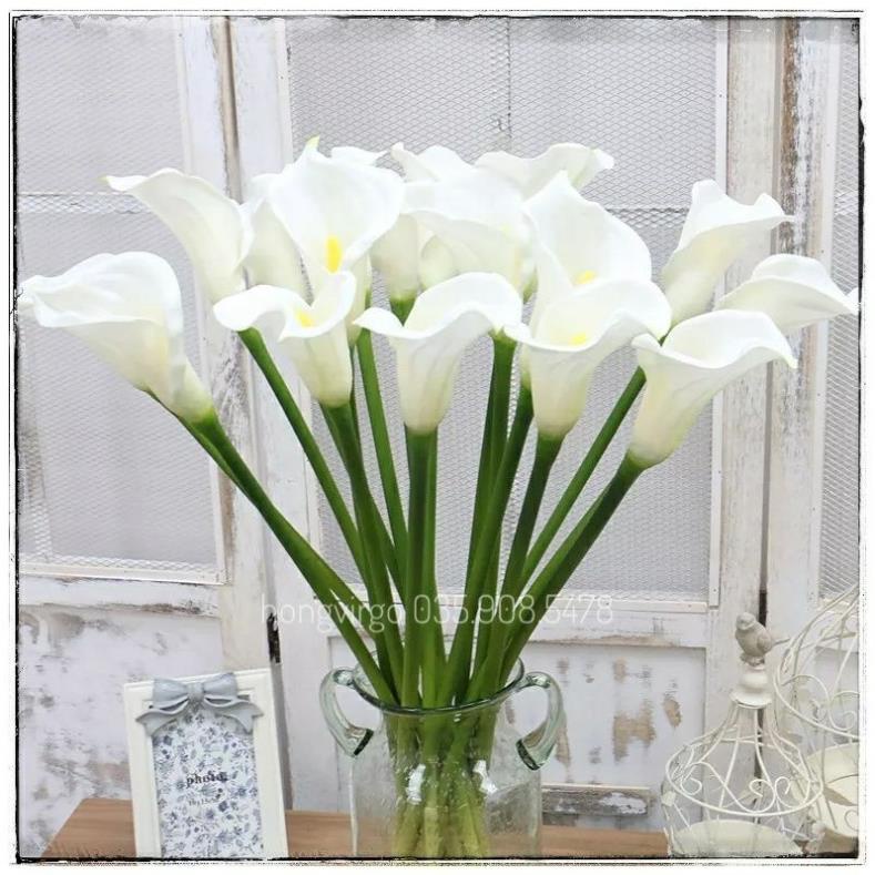 Hoa giả- hoa rum calla lily cao su cao cấp cành dài 70 cm siêu đẹp ...