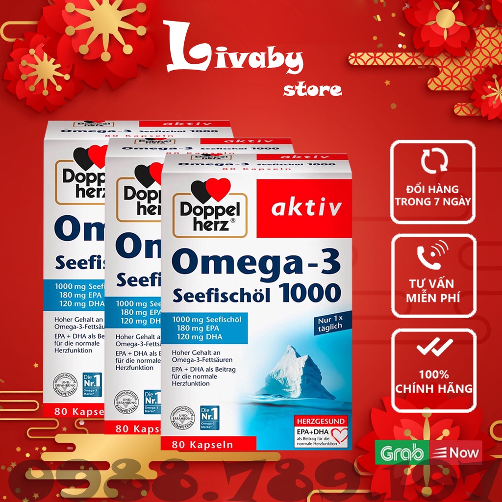 [Nội địa Đức] Dầu cá Doppelherz Omega 3 Seefischol 1000 (80 Viên ...